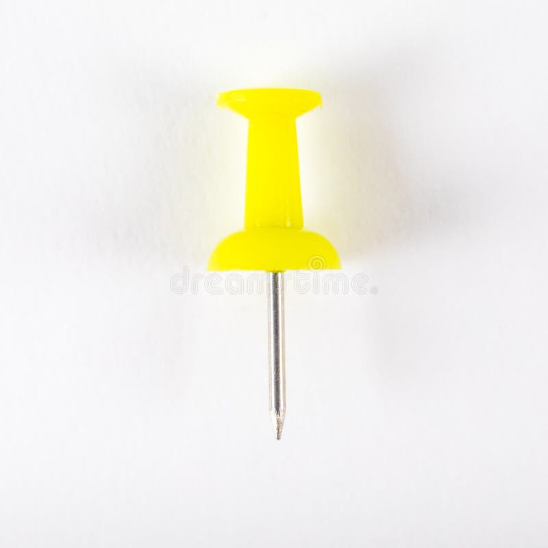 Yellow Push Pin in White Background or Wallpaper Stock Photo - Image of ...