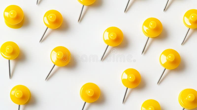Yellow Push Pins on White Background Stock Illustration - Illustration ...