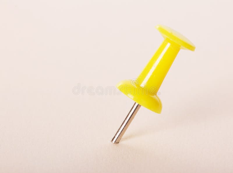 Yellow Pushpin on Light Pink Background. Stock Image - Image of cutout ...