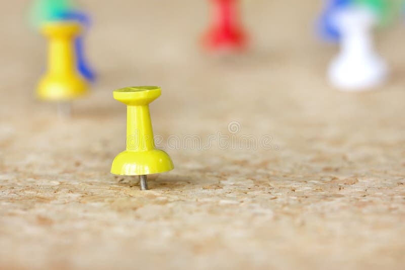 Yellow Pushpin Notification Stock Photo - Image of wood, bulletin: 80194654
