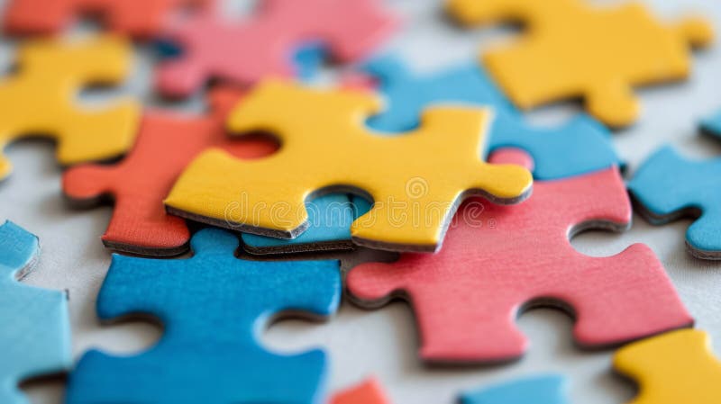 Yellow Puzzle Piece is Connecting with Other Colorful Pieces ...