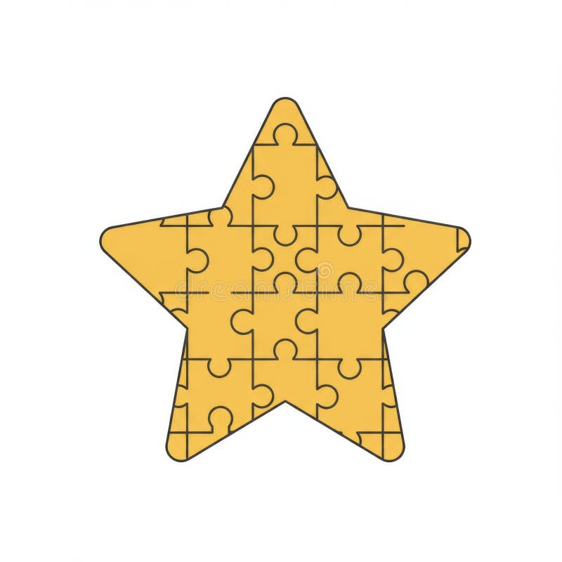 Yellow Puzzle Star Shape stock illustration. Illustration of puzzle ...