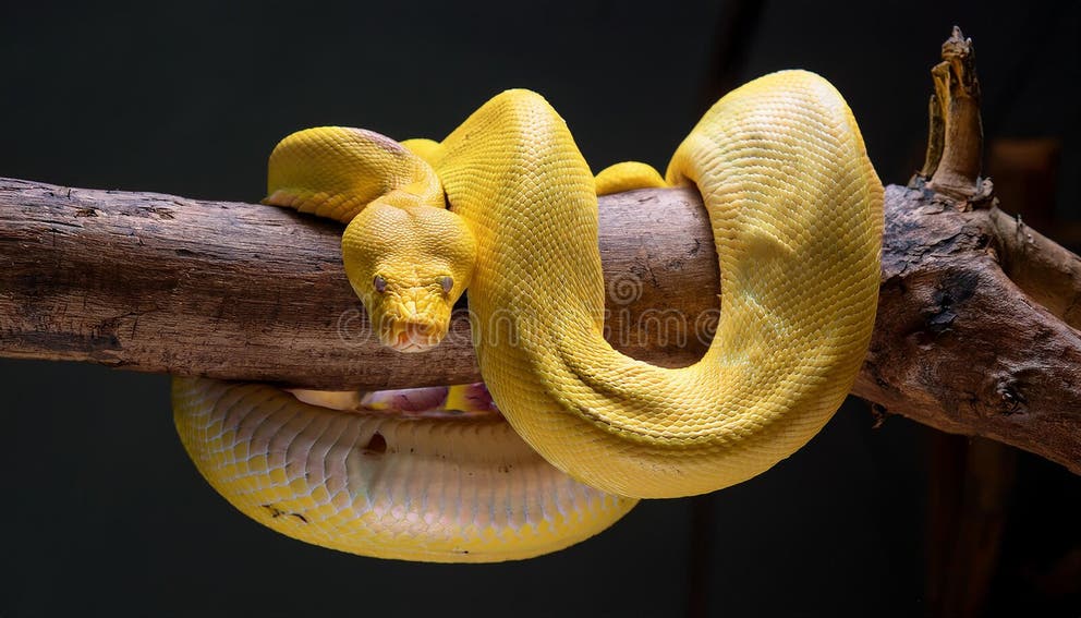 Yellow Python Wrapped Around a Branch. Stock Illustration ...