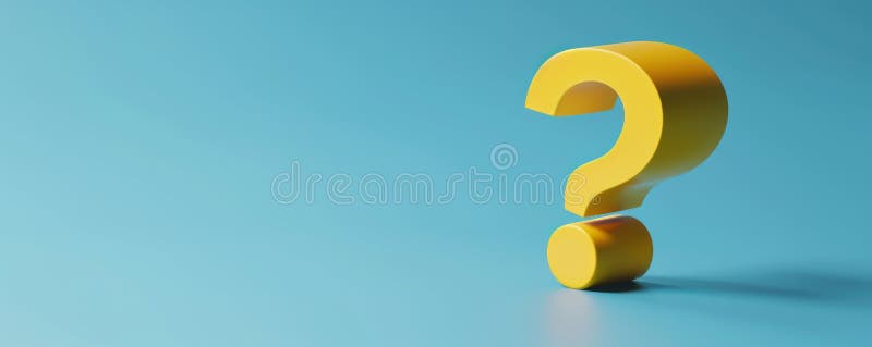Yellow Question Mark on Light Blue Background, Minimalistic Concept ...