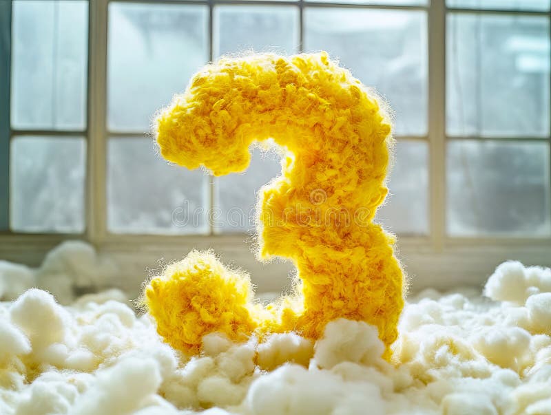 A Yellow Question Mark Sitting on Top of a Pile of White Fluffy Balls ...