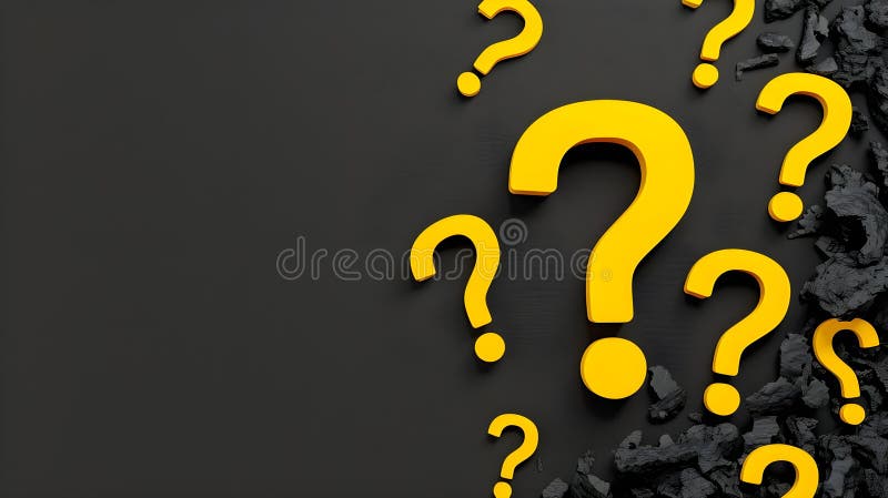 Yellow Question Marks on Black Background with Textured Surface Stock ...