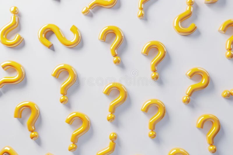 Yellow Question Marks on White Surface, Suitable for Educational and ...