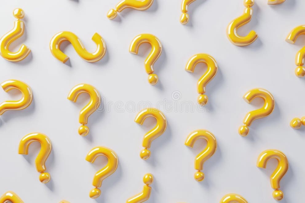 Yellow Question Marks on White Surface, Suitable for Educational and ...