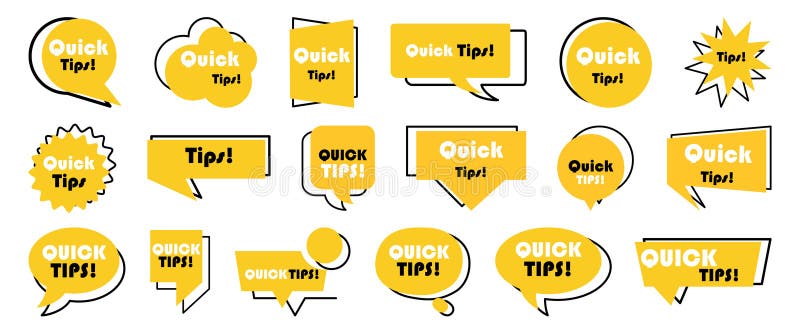 Yellow Quick Tips Collection with Speech Bubble Stock Vector ...