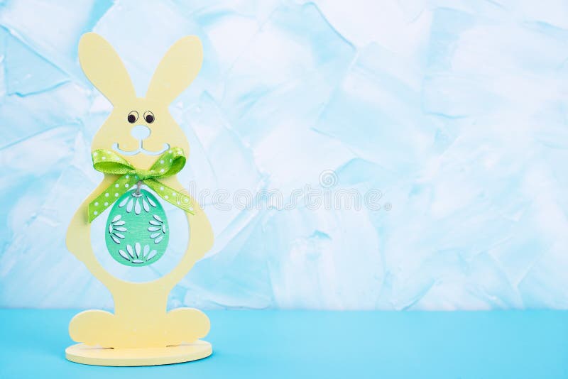 Yellow Rabbit with Turquoise Egg Stock Photo - Image of april ...