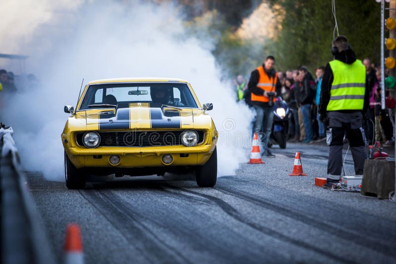 A Yellow Race-car at a Event Stock Image - Image of speed, driver ...