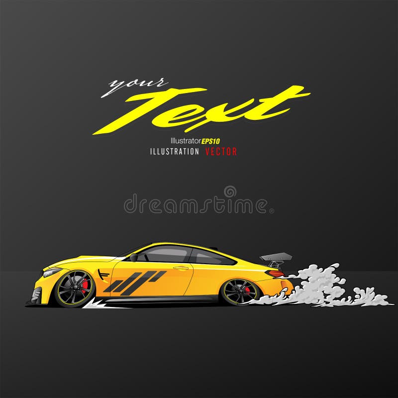 Yellow Racing Car and Smoke Illustration Vector Stock Vector ...