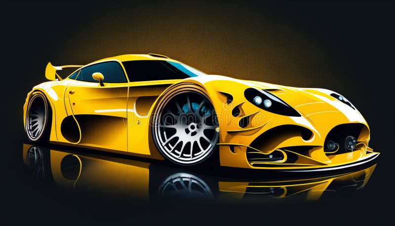 Yellow Racing Car Tube Illustration Generative AI Stock Illustration ...