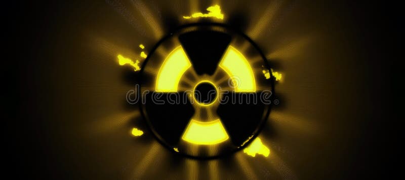 Yellow Radiation Symbol on Black Background. Generative AI Stock ...