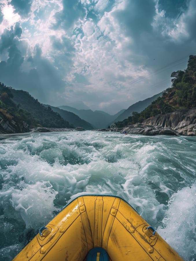 Yellow Raft on River stock image. Image of lake, yellow - 375334865