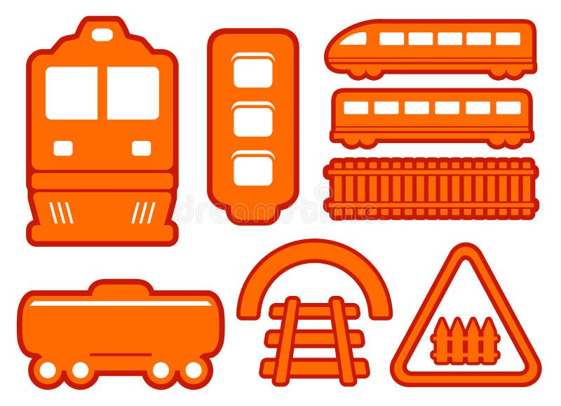 Yellow rail road icons set stock vector. Illustration of flat - 48632221
