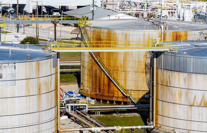 Tanks at Coastal Petroleum Operation Stock Photo - Image of harbour ...