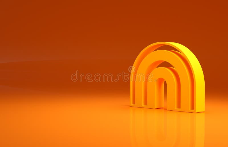 Yellow Rainbow Icon Isolated on Orange Background. Minimalism Concept ...