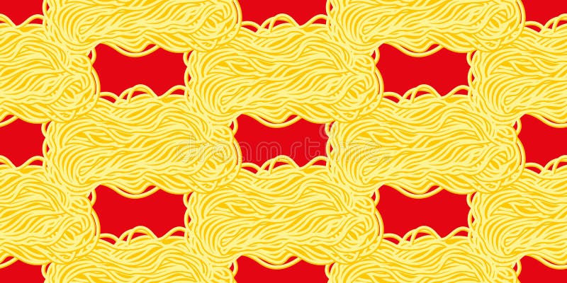 Yellow Ramen Noodles Spaghetti on a Red Background Stock Vector ...