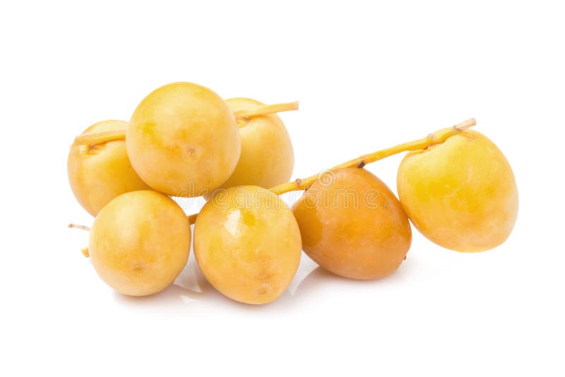 Yellow Raw Dates Isolated on White Background Stock Image - Image of ...