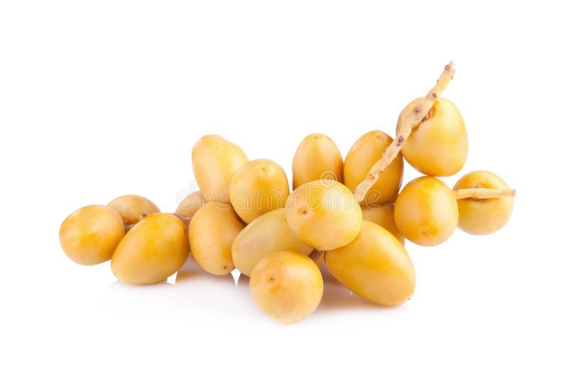 Yellow Raw Dates Isolated on White Background Stock Photo - Image of ...