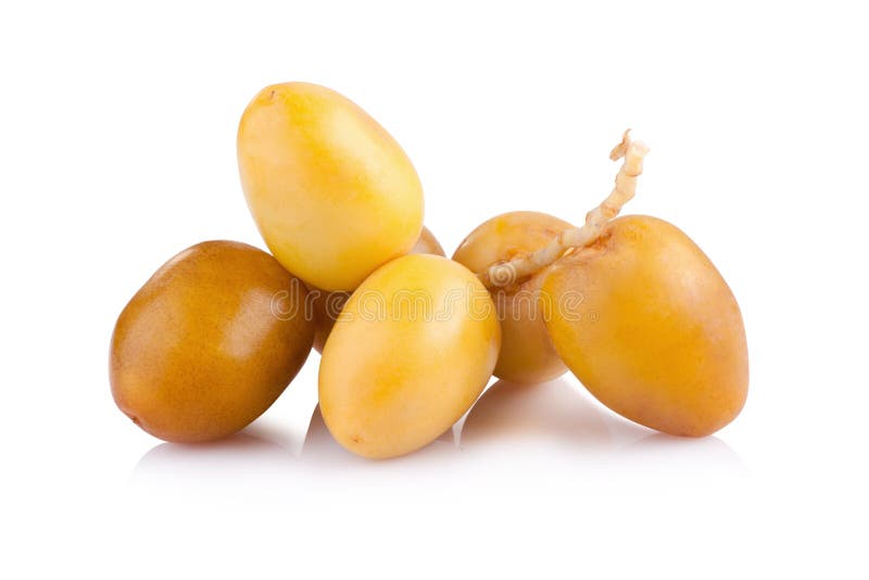 Yellow Raw Dates Isolated on White Background Stock Image - Image of ...