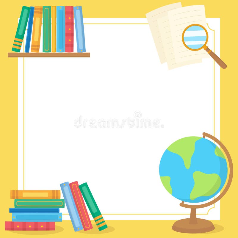 Yellow Reading Book Globe Frame 1 Stock Vector - Illustration of school ...