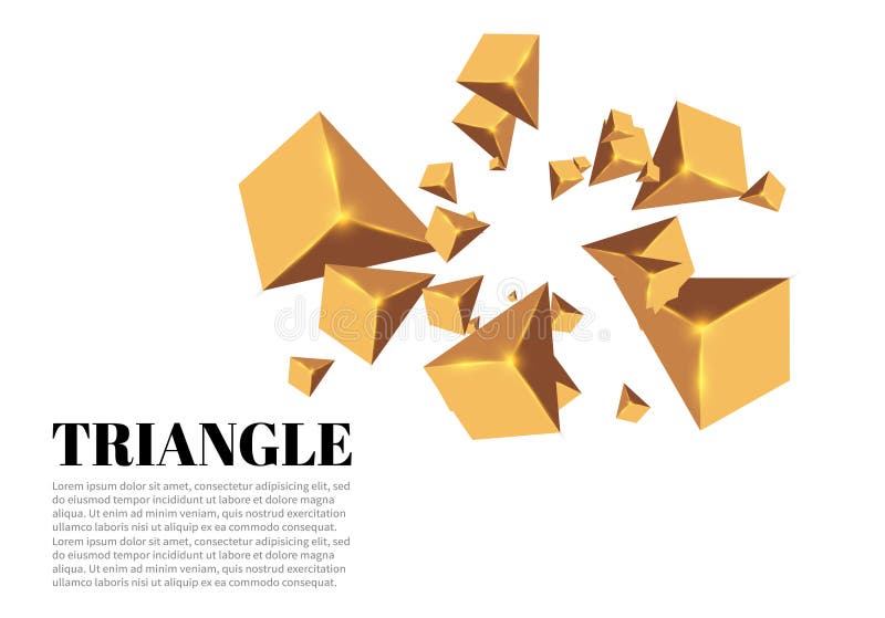 Yellow Realistic Triangles and Golden Light Effects. 3D Effect.motion ...