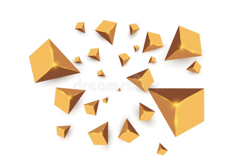 Yellow Realistic Triangles and Golden Light Effects. 3D Effect.motion ...