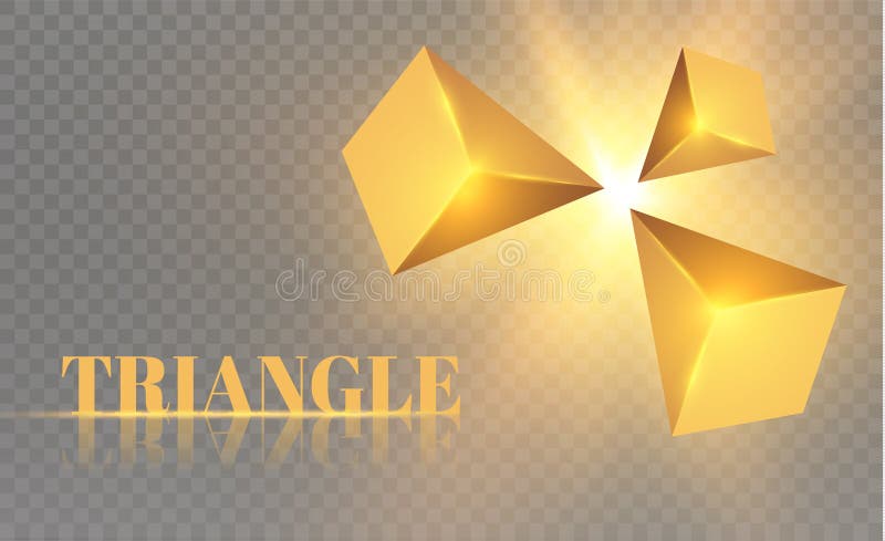 Yellow Realistic Triangles and Golden Light Effects. 3D Effect.motion ...