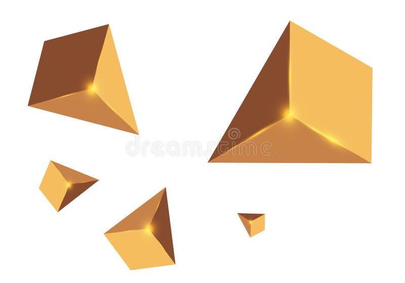 Yellow Realistic Triangles and Golden Light Effects. 3D Effect.motion ...