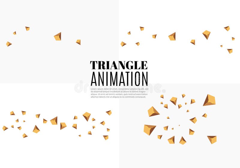 Yellow Realistic Triangles and Golden Light Effects. 3D Effect.motion ...
