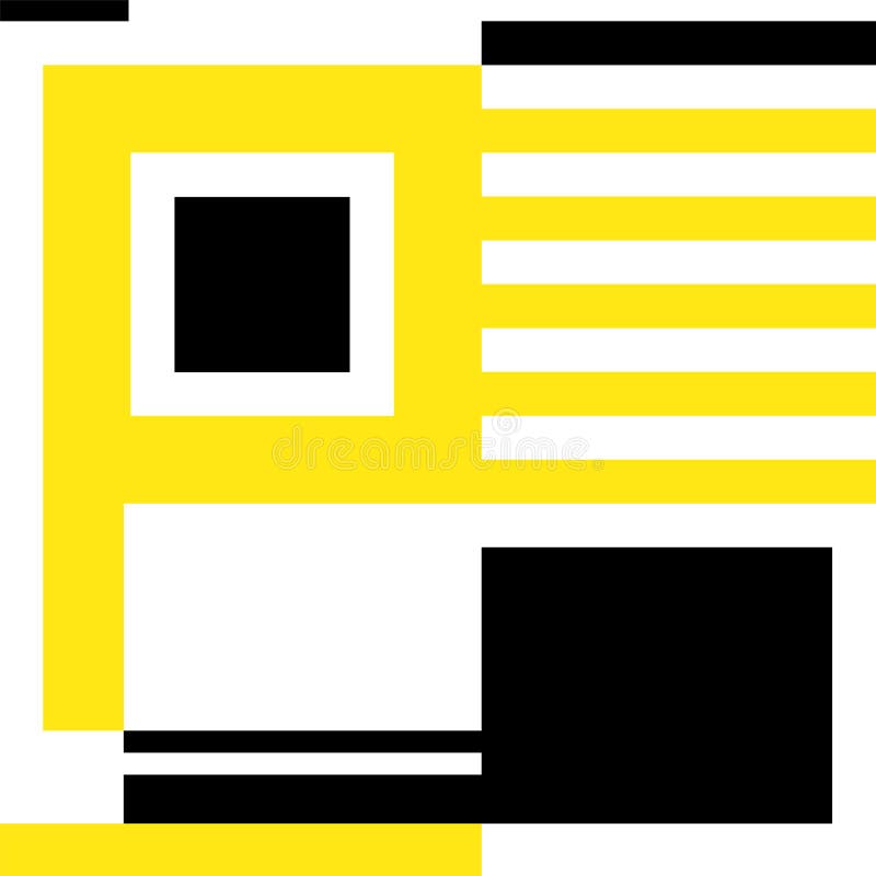 Yellow Rectangle and Black Geometric Elements. Abstract Geometric ...