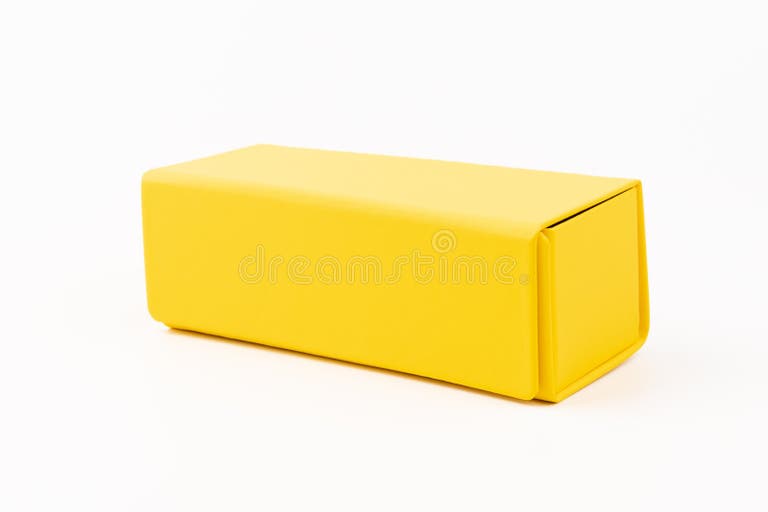 Empty Yellow Box, Isolated on White Background Stock Photo - Image of ...