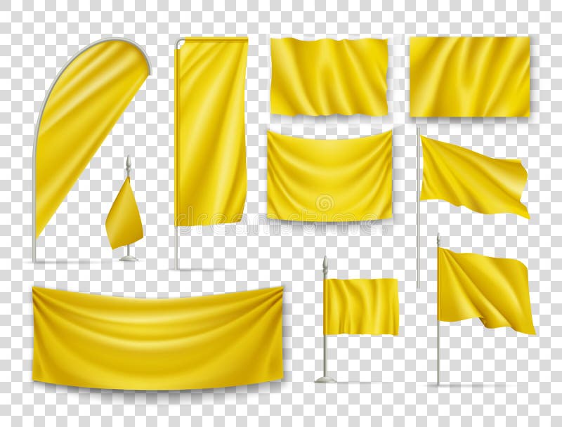 Red Rectangular Flags Set Isolated on Transparent Stock Vector ...