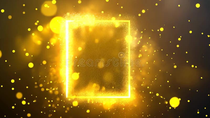 Yellow Rectangular Frame Decorated with Shining Golden Lights Isolated ...