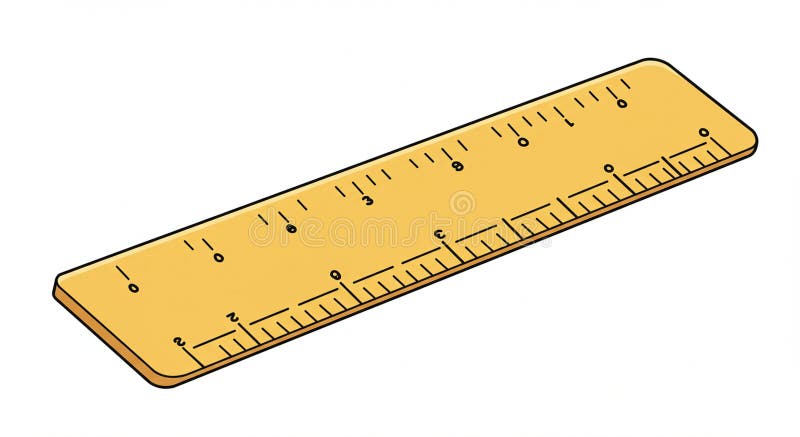 A Yellow, Rectangular Ruler with a Rounded End is Displayed, Featuring ...