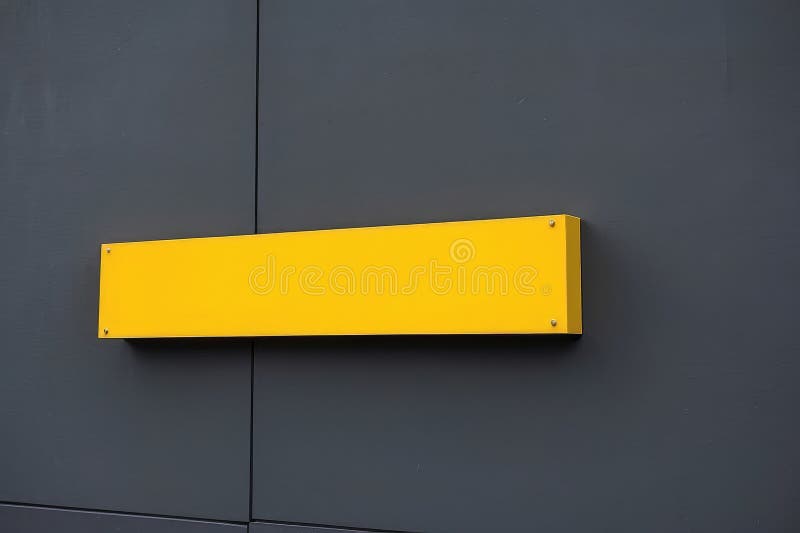 Yellow Rectangular Sign on Dark Background with Copy Space Stock ...