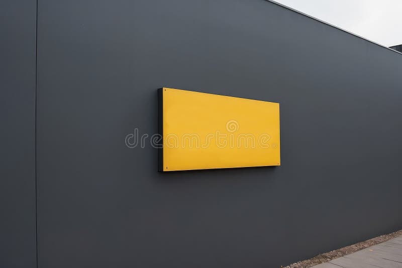 Yellow Rectangular Sign on Dark Background with Copy Space Stock ...