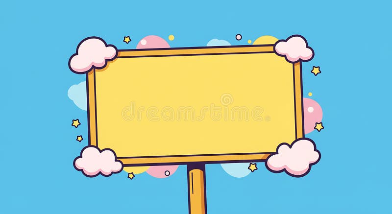 Yellow Rectangular Sign with a Simple Wood-textured Post Stock ...