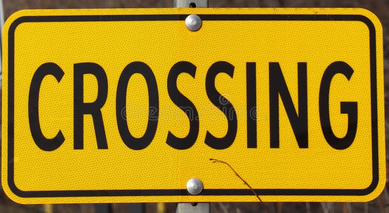A Rectangle, Yellow Traffic Sign that Reads, Crossing. Stock Photo ...