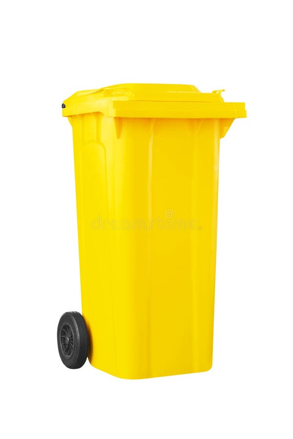 Yellow Recycle Garbage Bin with Recycle Sign on it Full of Rubbish ...