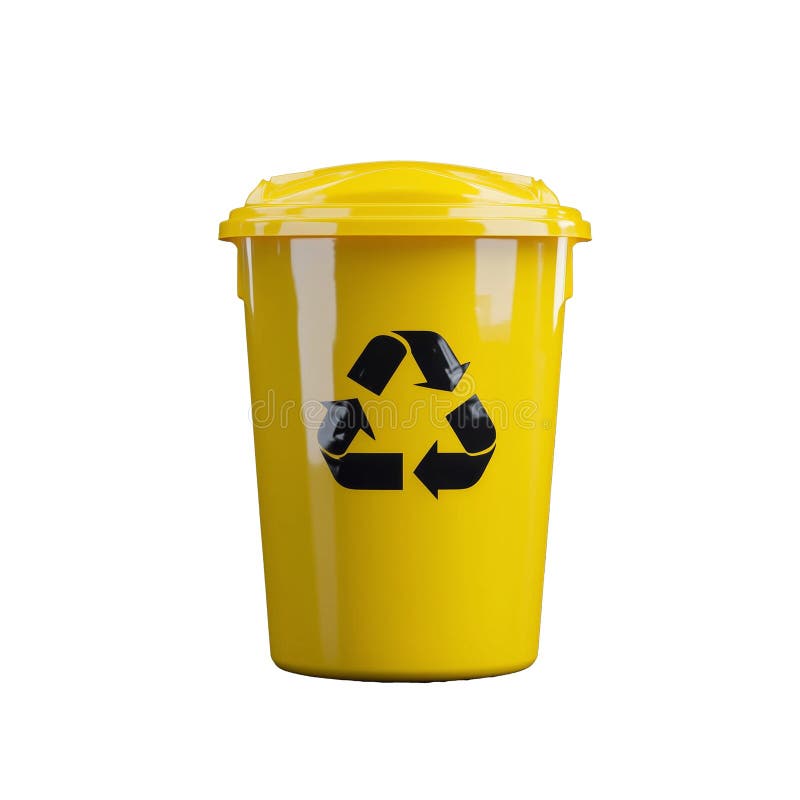 Yellow 3D Recycling Logo with Plastic Bottle Stock Illustration ...