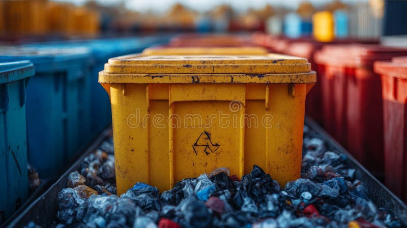 Yellow Recycling Bin.Promoting Waste Separation Stock Illustration ...