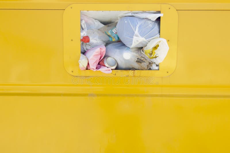 Yellow recycling container stock image. Image of plastic - 11269267