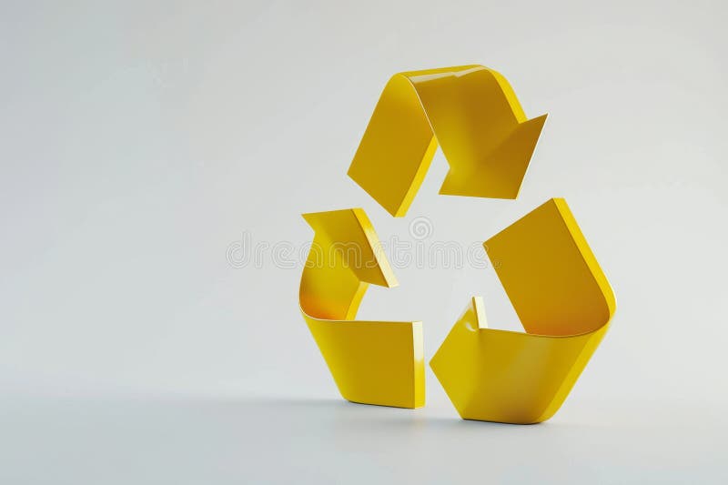 A Yellow Recycling Symbol with a Broken Arrow Stock Photo - Image of ...