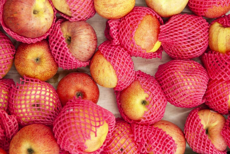 Yellow-red Apples in the Package Stock Image - Image of fruit, crate ...