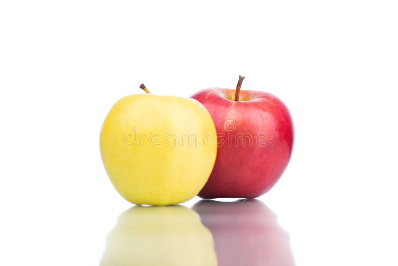Yellow and Red Apples on White Stock Photo - Image of apples, delicious ...