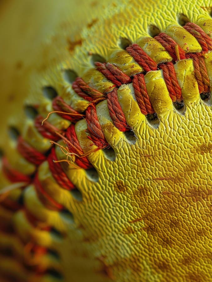 Yellow and Red Baseball Close-Up Stock Photo - Image of yarn, stitching ...
