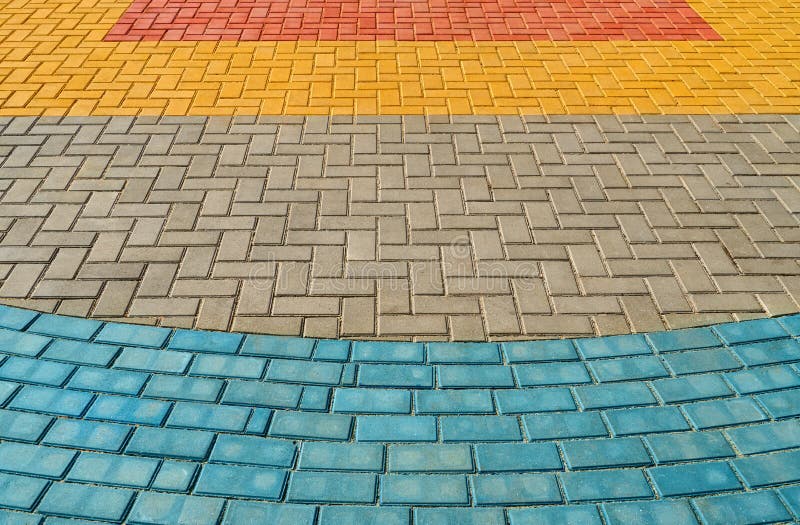 Yellow, Red and Blue Paving Tiles for Background or Texture Stock Photo ...